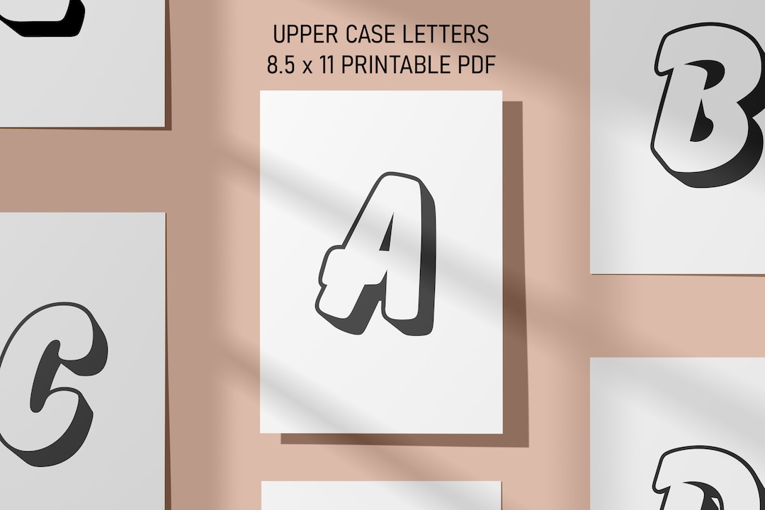Alphabet - Upper Case Letters and Numbers - Printable PDF - Letter Size ...