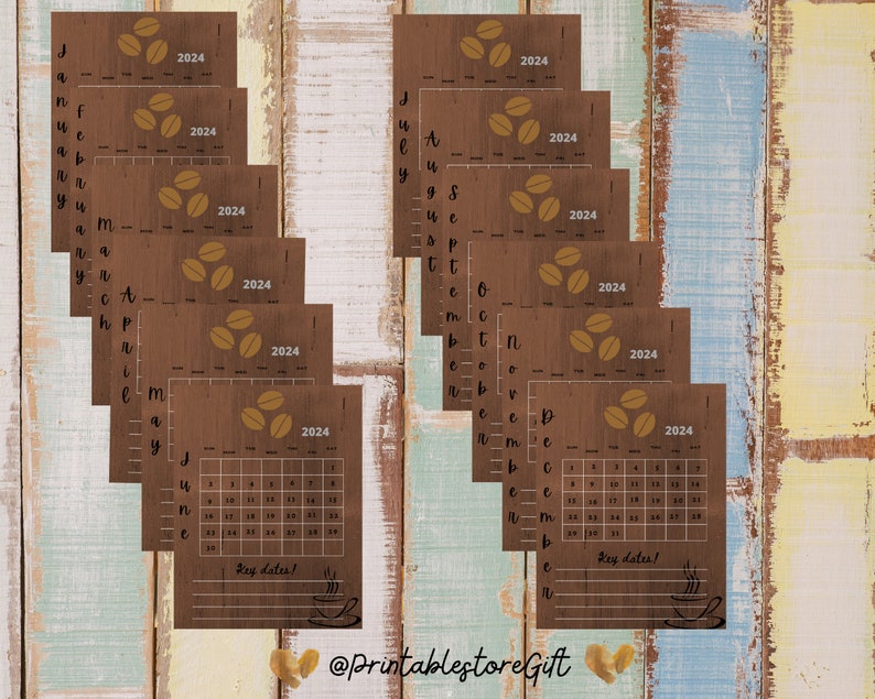 PRINTABLE Calendar 2023,free 2024 Printable Coffee Wall Calendar ...