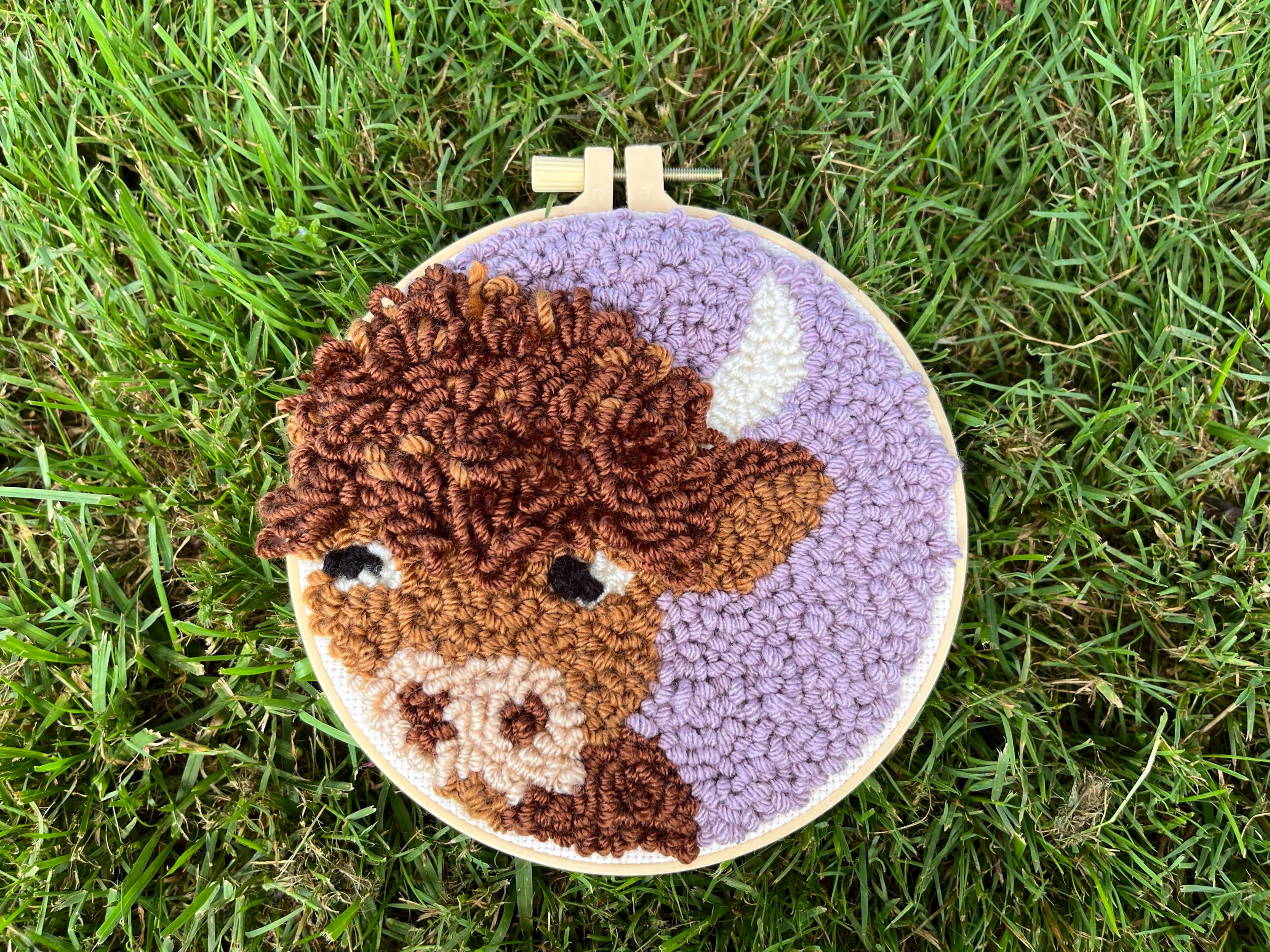 Highland Cow Punch Needle Kit, Beginner Yarn Rug Hooking DIY, Do It ...