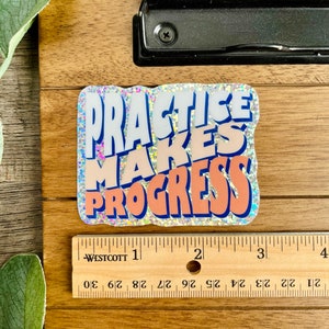Practice Makes Progress Vinyl Sticker for Water Bottle, Durable and ...
