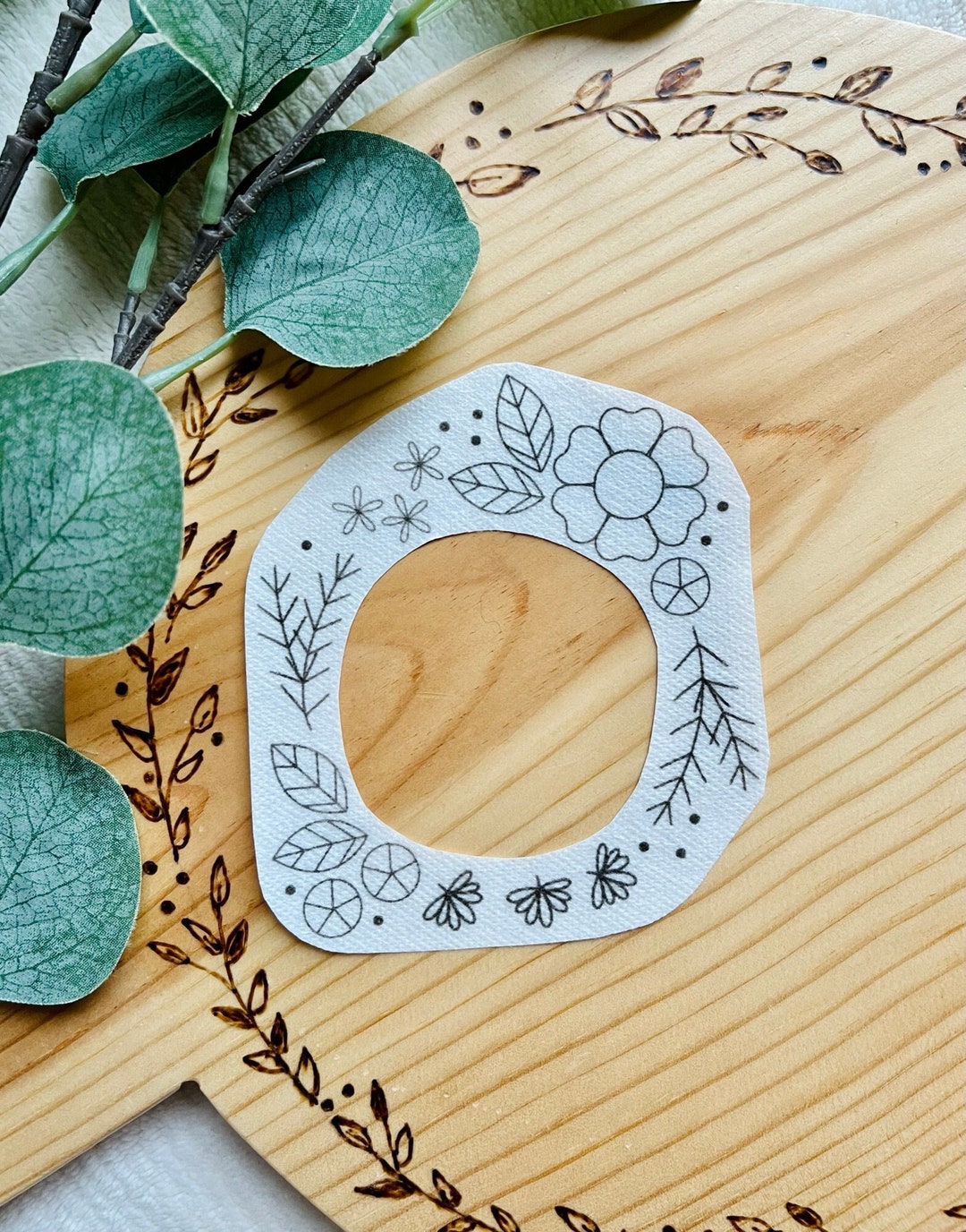 Floral Wreath Embroidery Pattern for Backpack, Stick and Stitch Flower ...