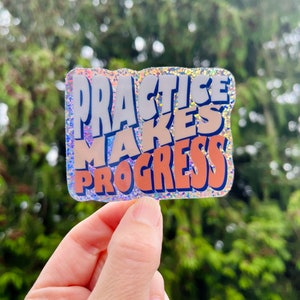 Practice Makes Progress Vinyl Sticker for Water Bottle, Durable and ...
