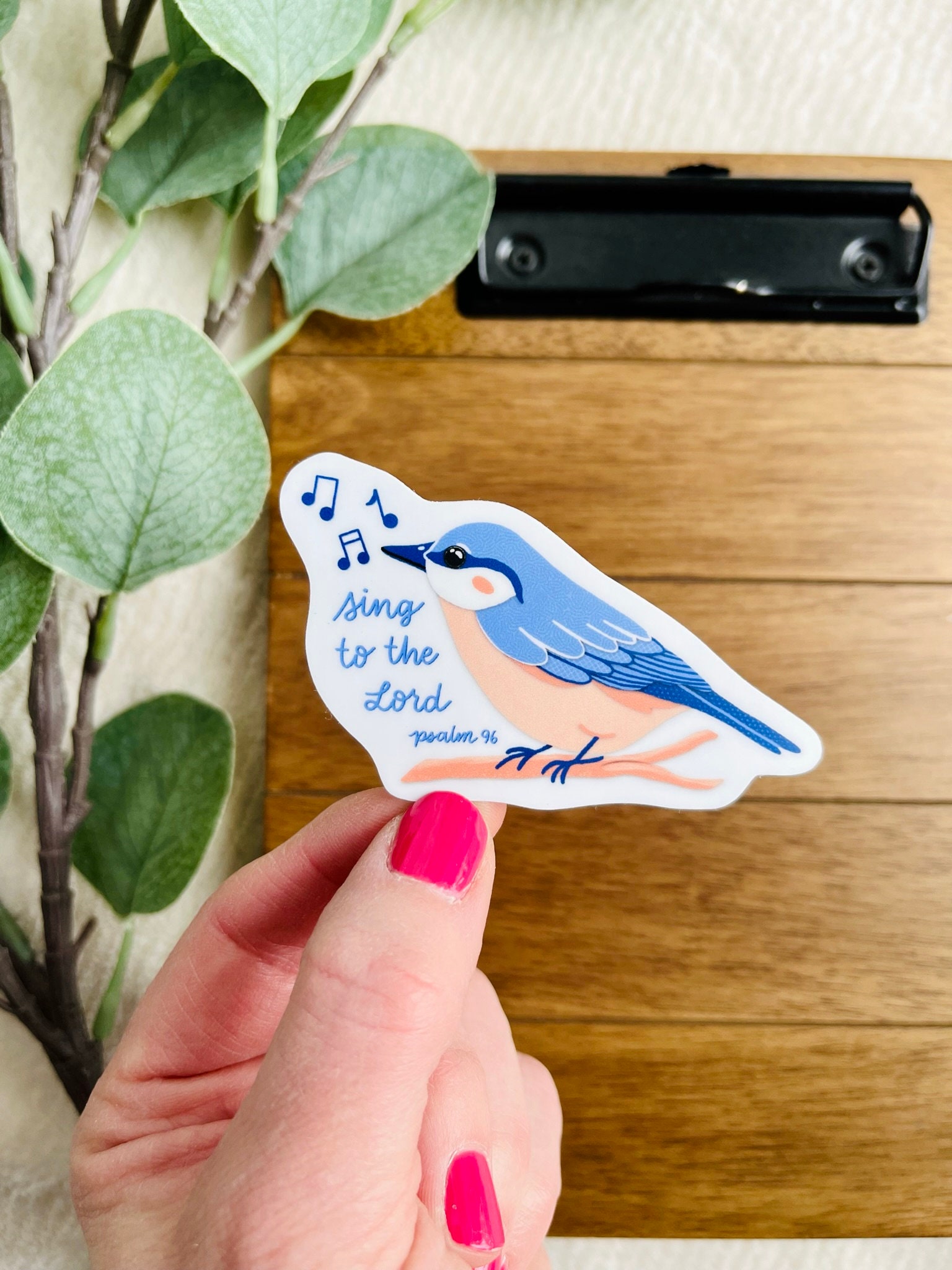 Pink and Blue Bird Sticker Psalm 96 Sing to the Lord - Etsy