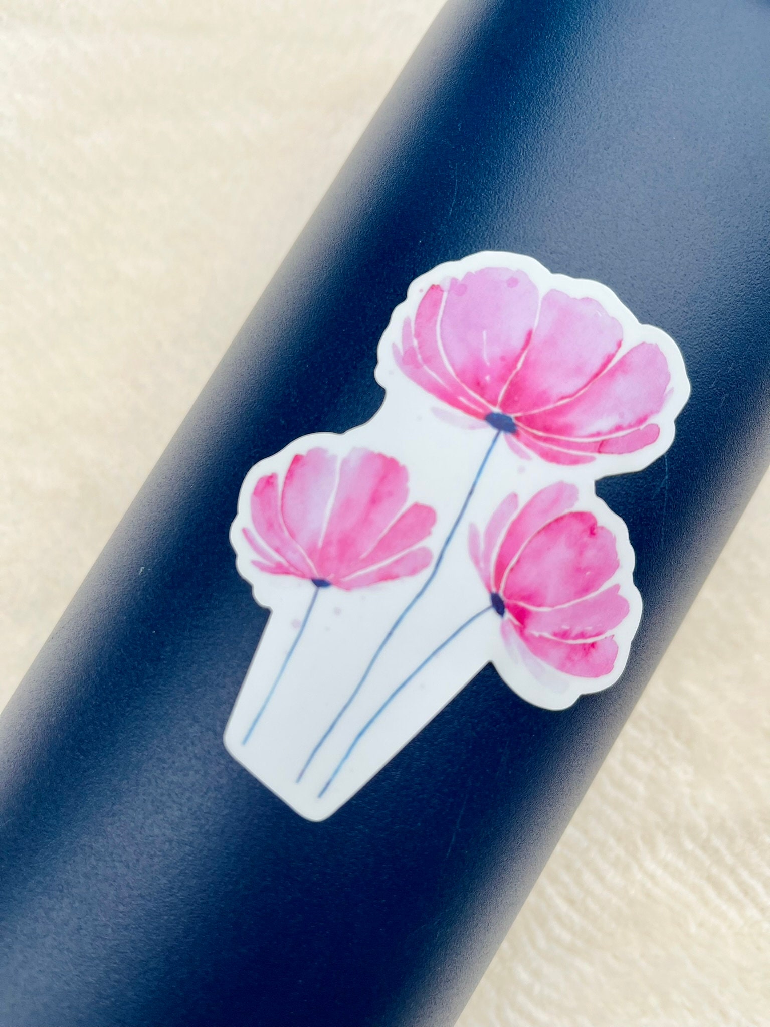 Pink Floral Vinyl Sticker for Water Bottle Durable & - Etsy