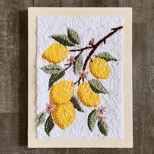 Lemon Tree Punch Needle Kit, Rug Hooking DIY, Yellow Embroidery Yarn Craft, Mindful Hand Habit ...