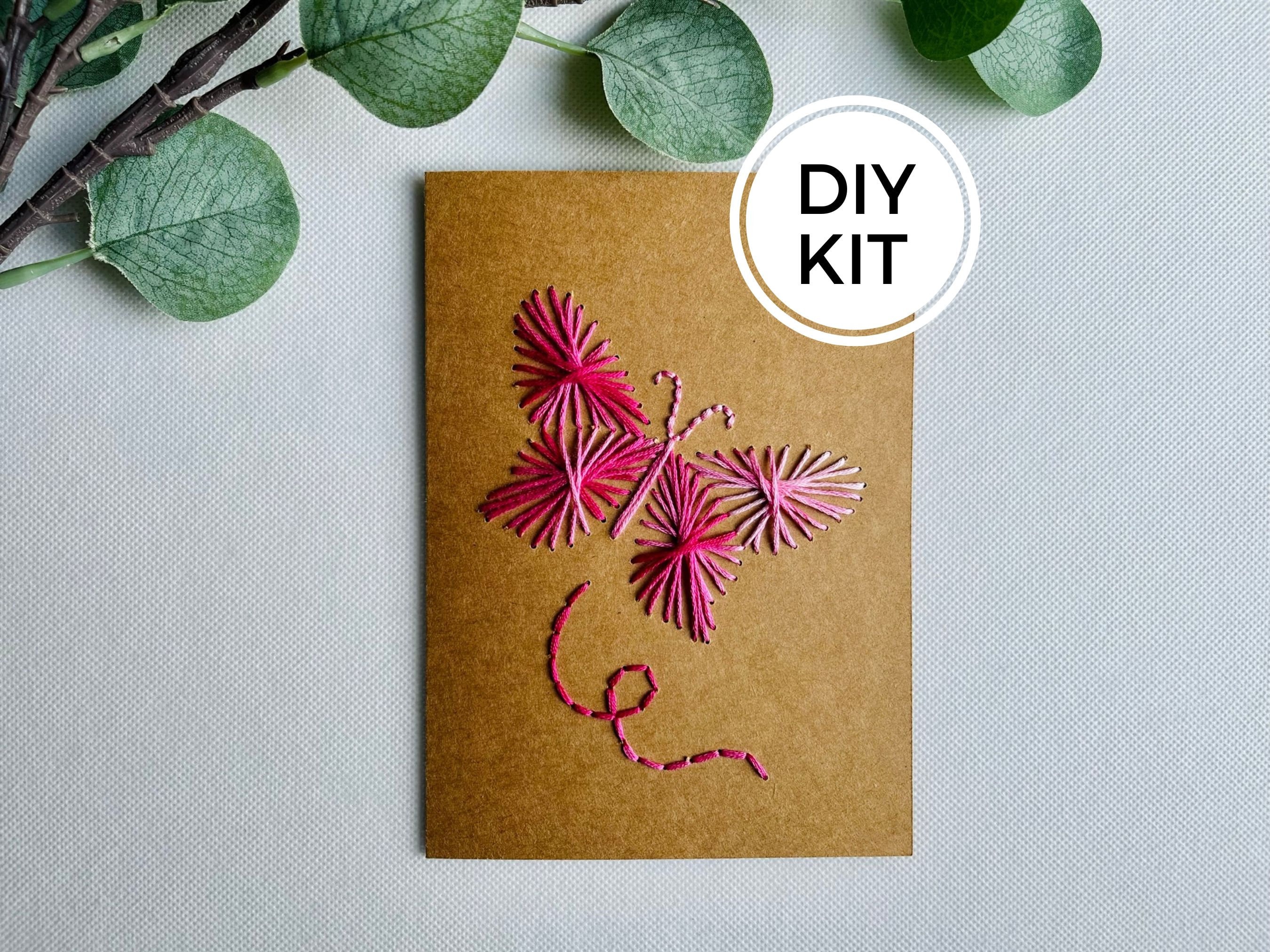 Butterfly Hand Stitched Greeting Card Kit, Embroidered Butterfly, DIY ...