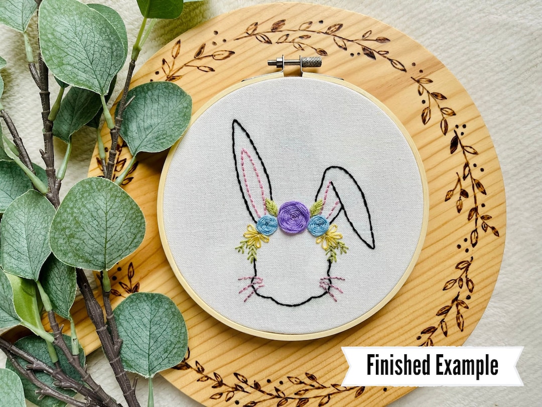 Easter Bunny Embroidery Kit, Stick and Stitch Easter Embroidery Pattern ...