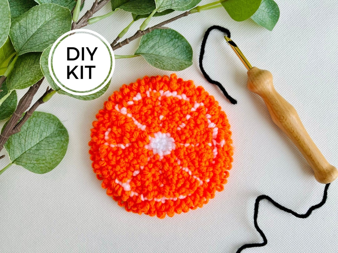 Orange Slice Punch Needle Mug Rug Kit, Beginner Yarn Rug Hooking DIY ...