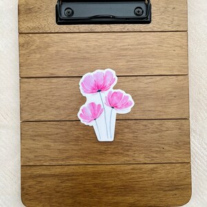 Pink Floral Vinyl Sticker for Water Bottle, Durable & Waterproof ...