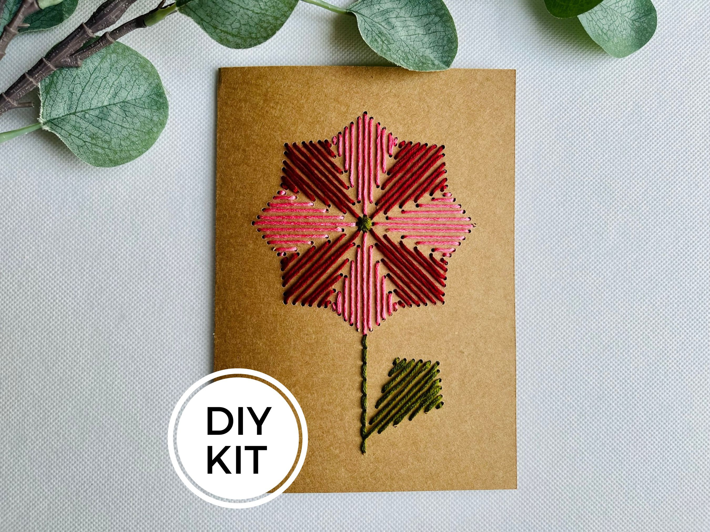 Flower Hand Stitched Greeting Card Kit Embroidered Flower - Etsy