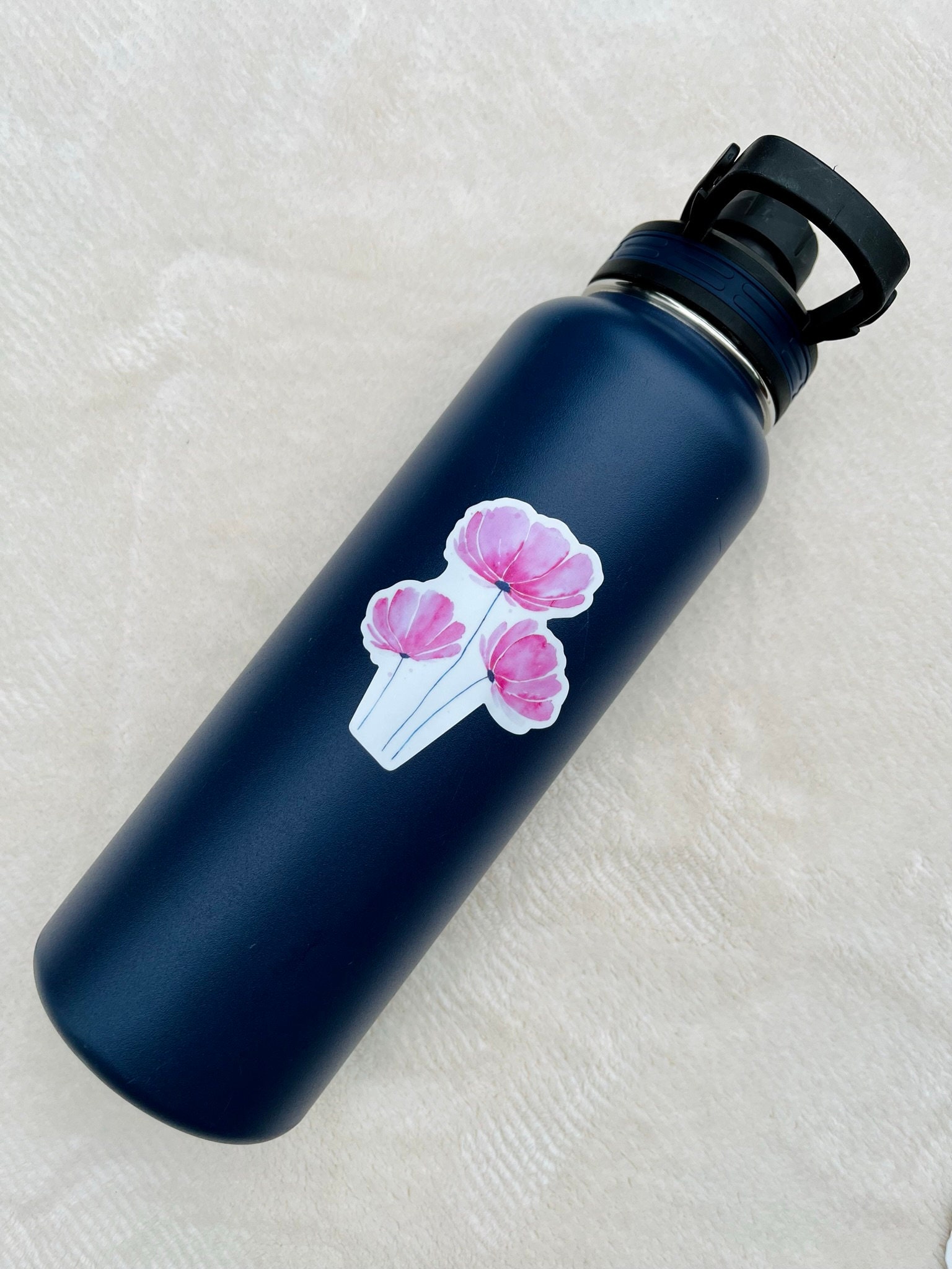 Pink Floral Vinyl Sticker for Water Bottle Durable & - Etsy