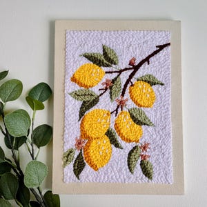 Lemon Tree Punch Needle Kit, Rug Hooking DIY, Yellow Embroidery Yarn Craft, Mindful Hand Habit ...