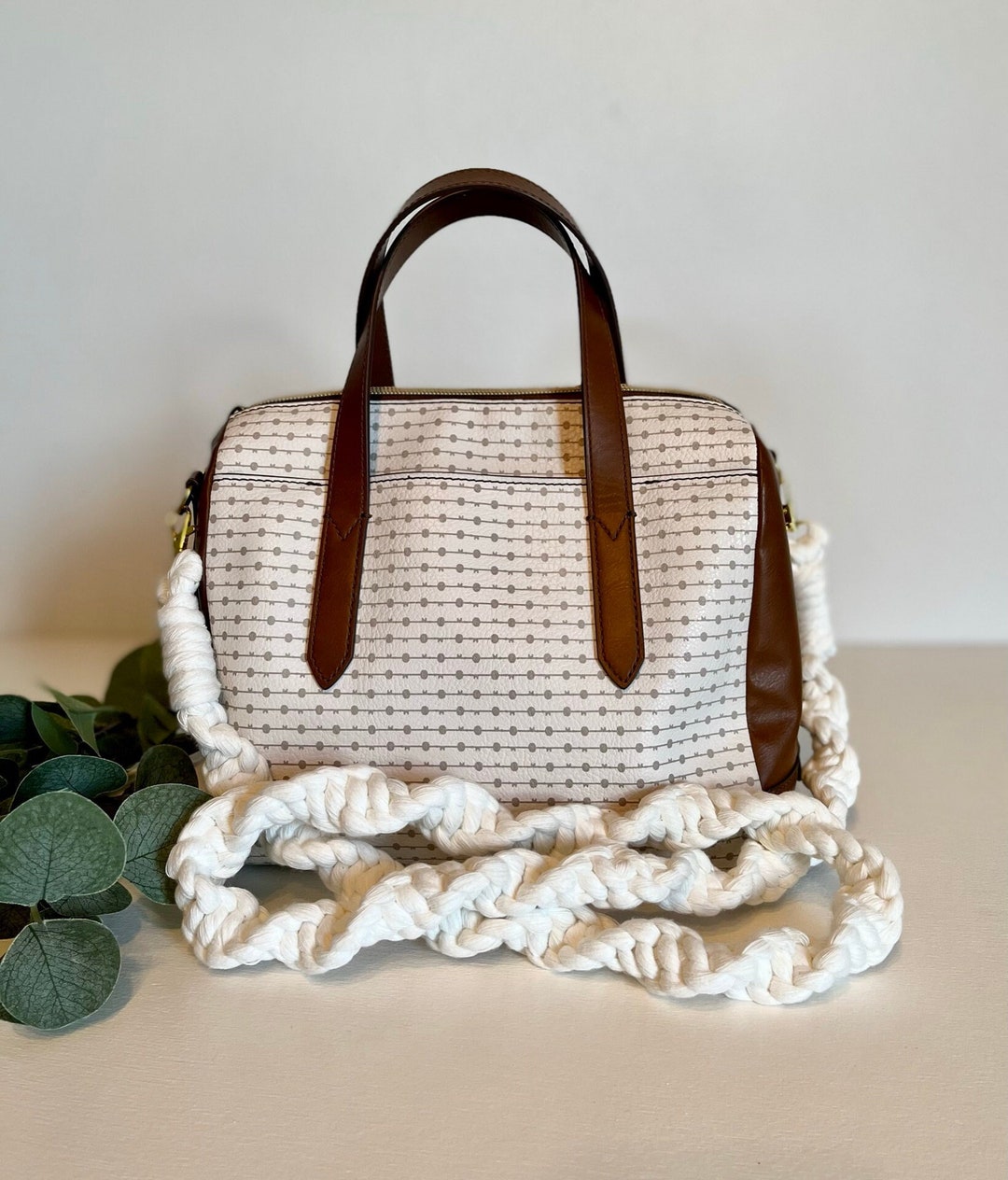 Ivory Chunky Twisted Macrame Rope Handbag Strap, Cute Purse Strap ...