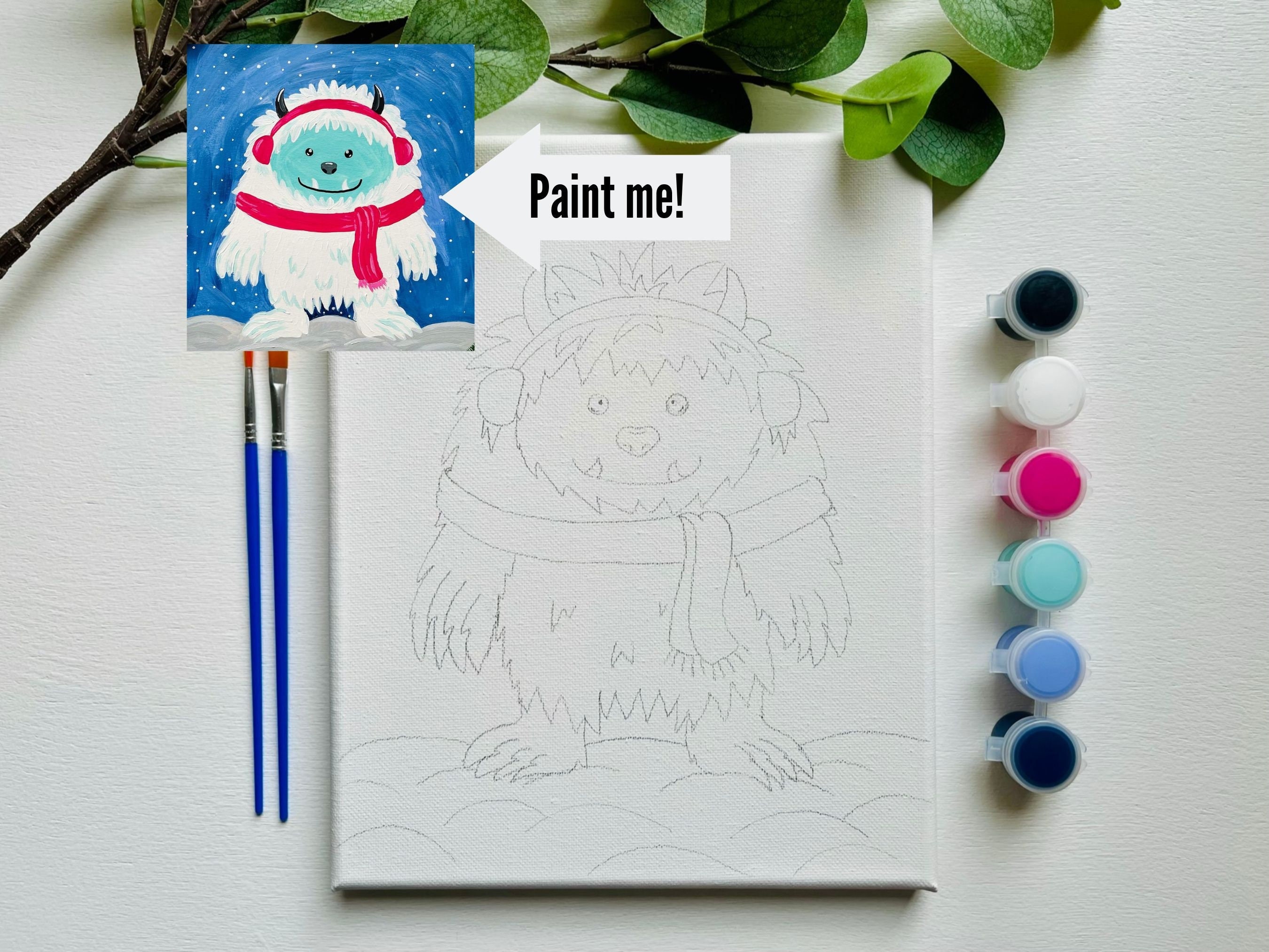 Snowy Yeti Painting Kit, Kids Acrylic Art Set, Step by Step Painting ...