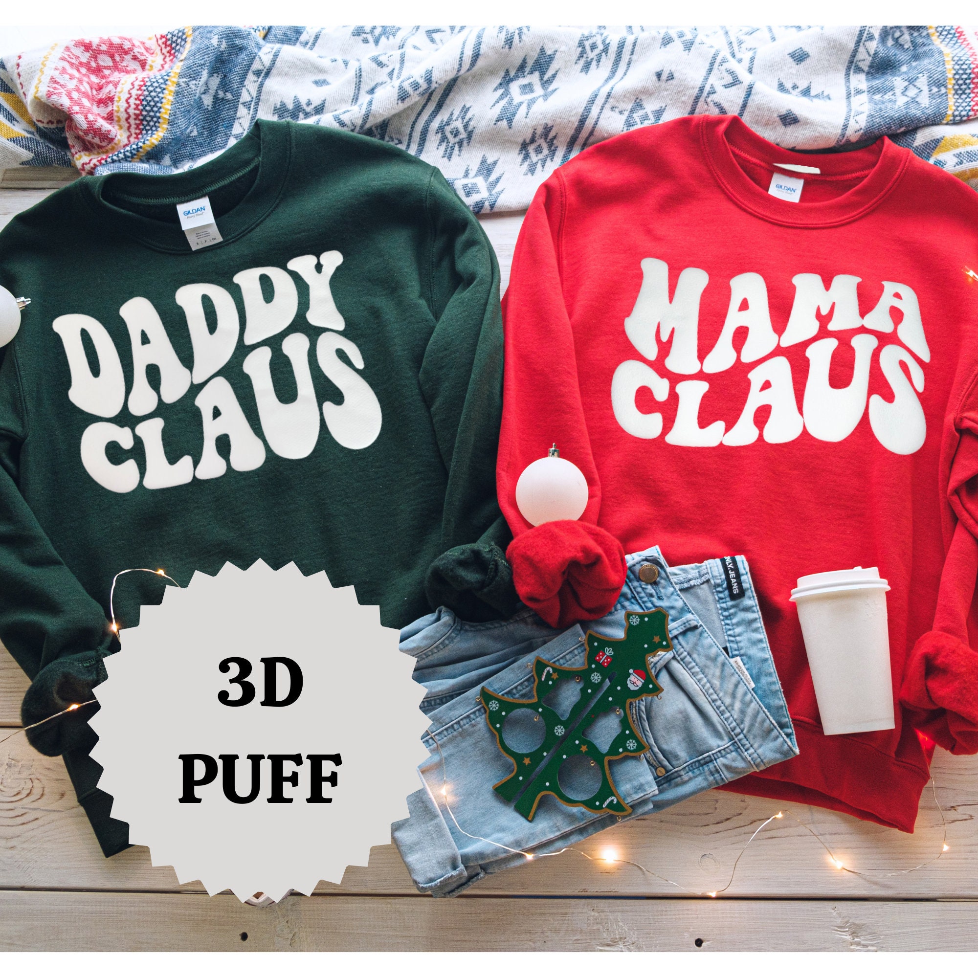 Daddy Claus 3D Puff Christmas Sweatshirt, Dad Gift - Etsy