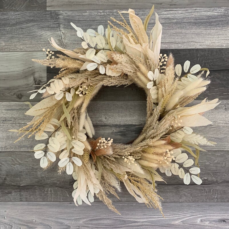 Faux Pampas Wreath - Etsy