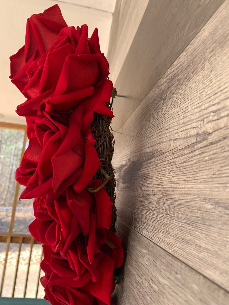 Valentine Red Rose Heart Wreath, Twig Grapevine, Winter Wreath, Love ...