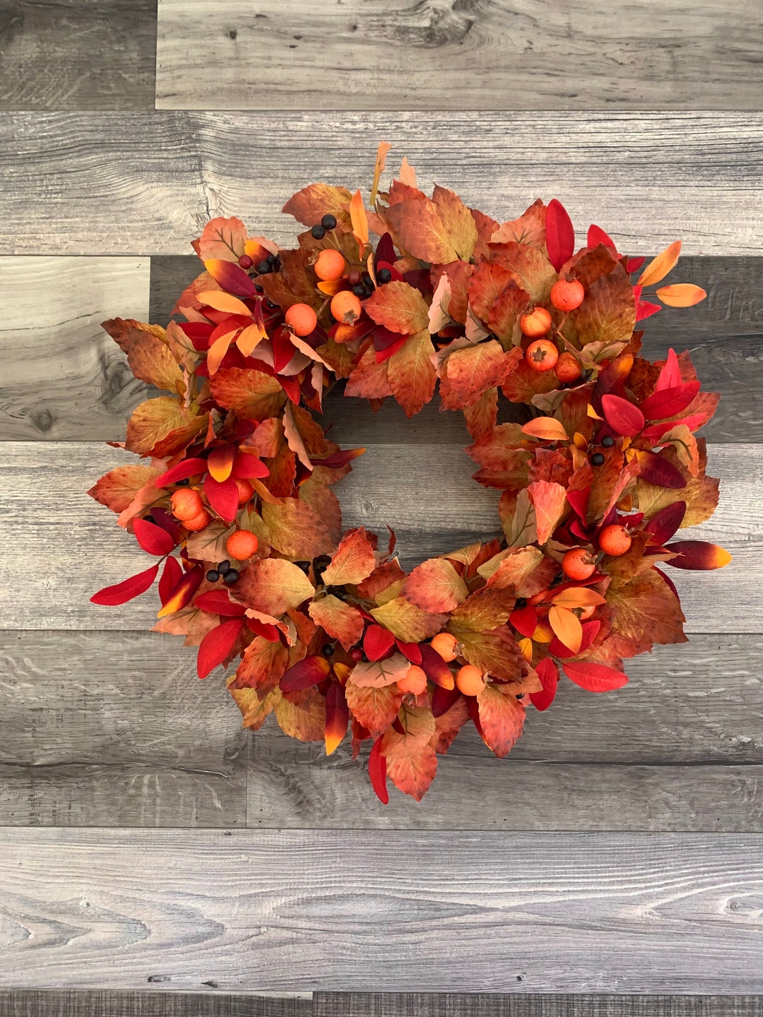Fall Leaves Grapevine Wreath, Rust Brown Wreath for Front Door ...