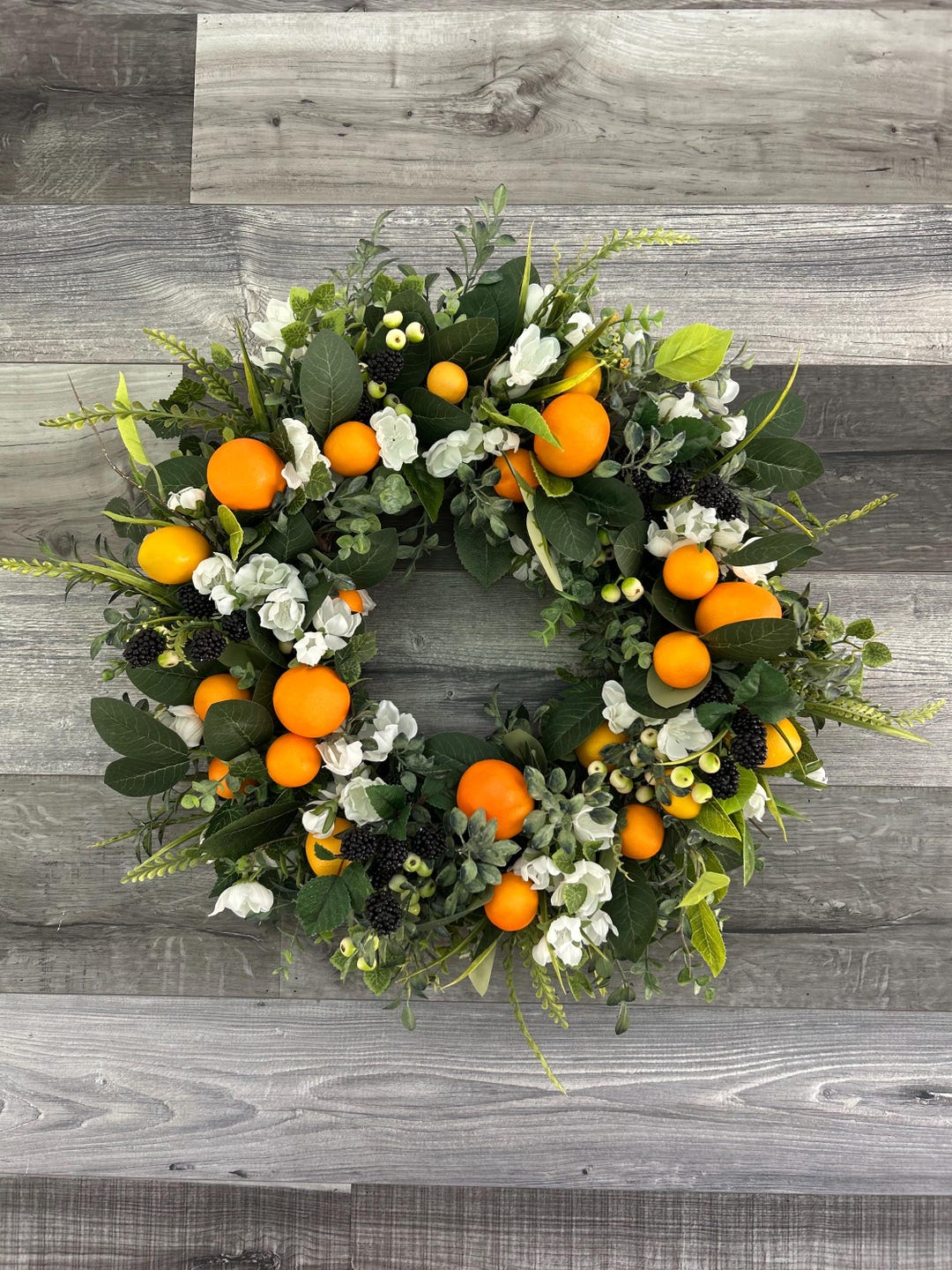 Summer Orange Lemon Citrus Wreath for Front Door, Citrus Berry Garden ...