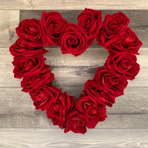 Valentine Red Rose Heart Wreath, Twig Grapevine, Winter Wreath, Love ...