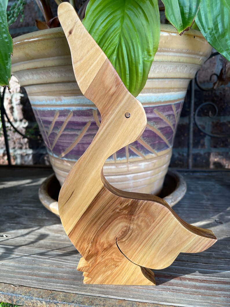 Pelican Wood Pine Grain Free Standing Ornament Coastal - Etsy