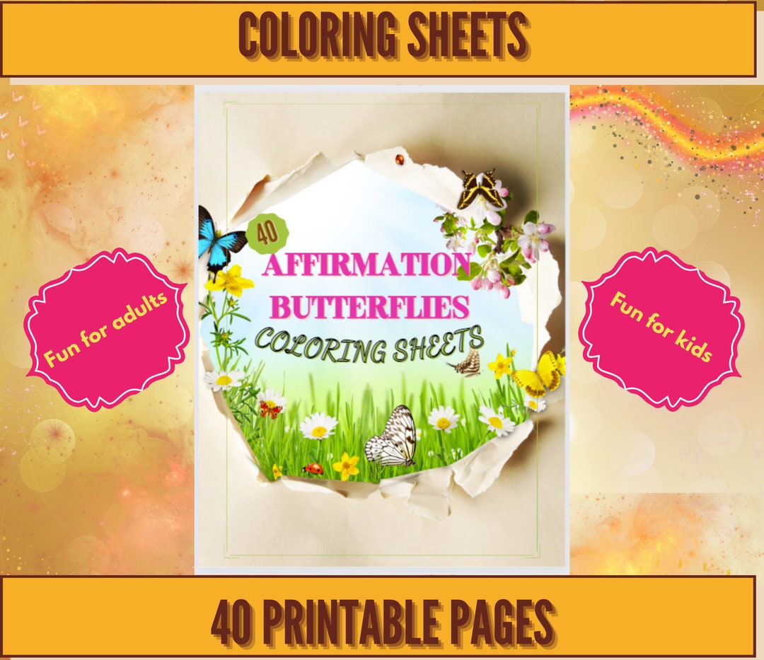 40 Affirmation Coloring Pages - 40 Beautiful Butterfly Designs for ...