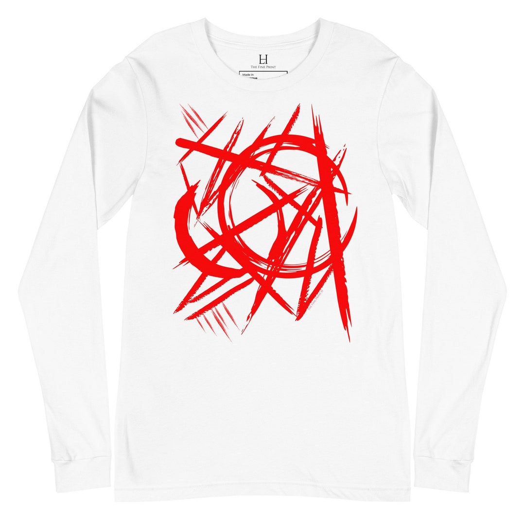 Artistic Abstract Red Brush Stroke Long Sleeve T Shirt - Etsy