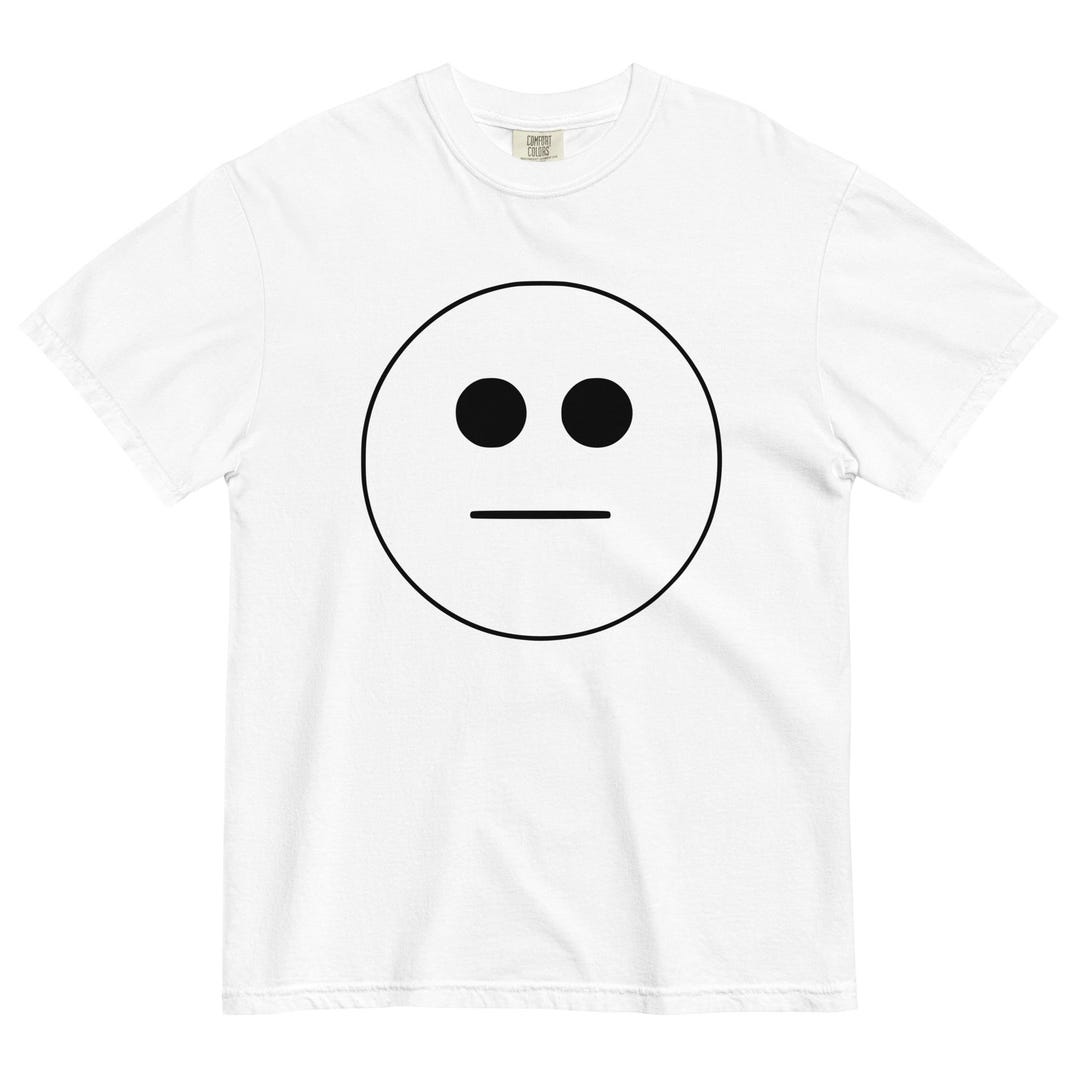 No Smile Smiley Face Emoji Tee Shirt Straight Face White Tee - Etsy