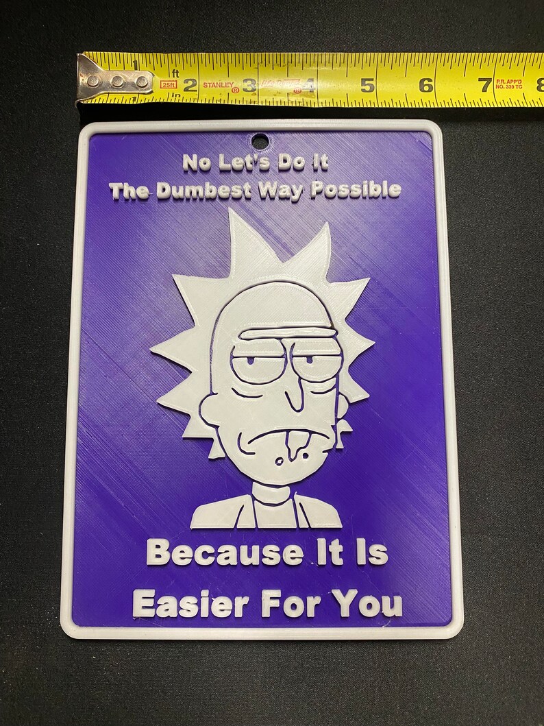 3D Printed Rick Sanchez Sign Glow in the Dark Wall Decor - Etsy