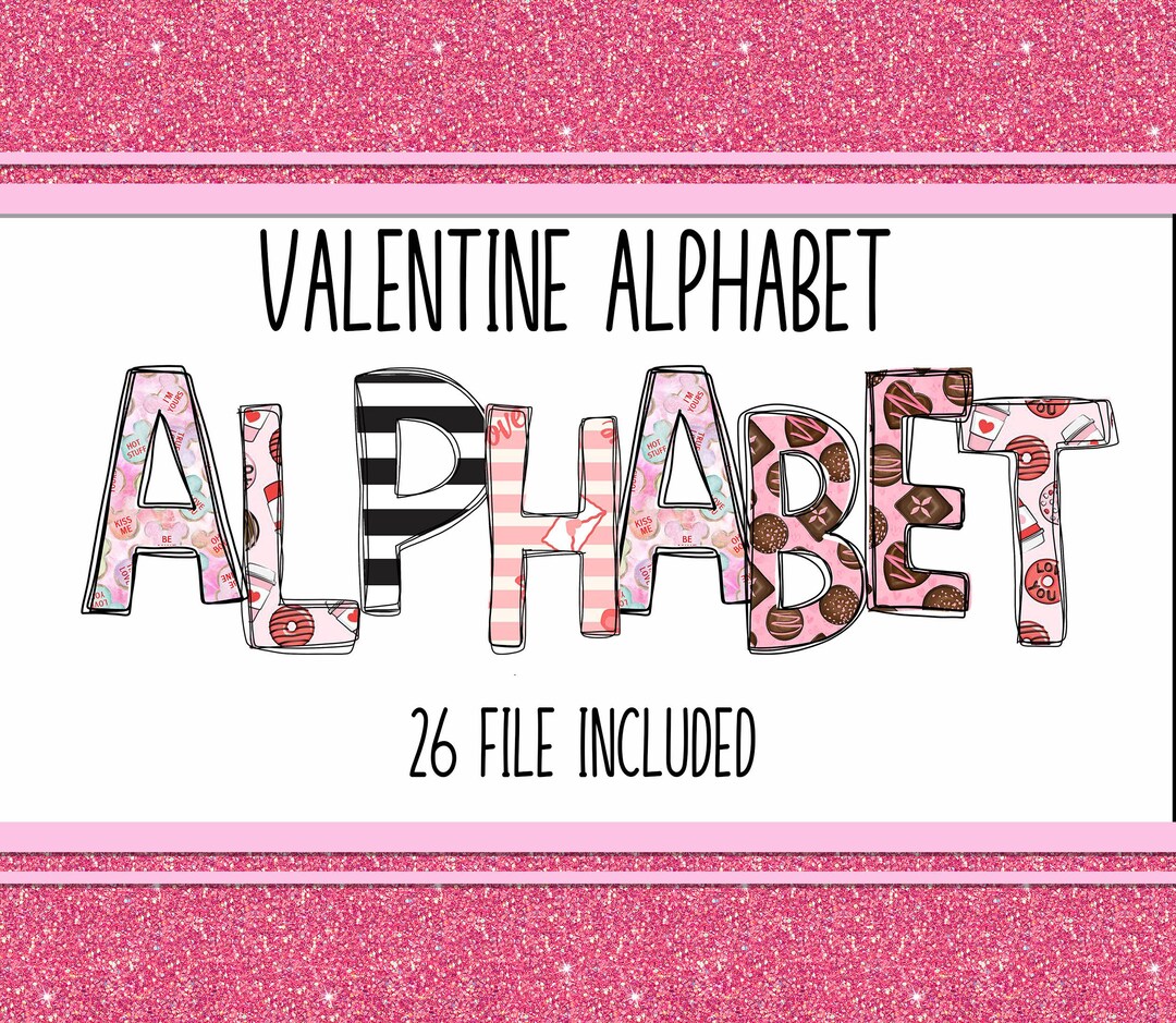 Valentine's Day Font-cute Alphabet Pink All Letters for Png Files for ...