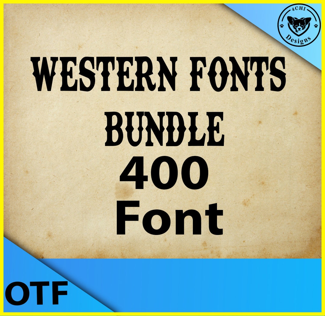 Western Fonts Bundle-400 Cowboy and Distressed Fonts png File for ...