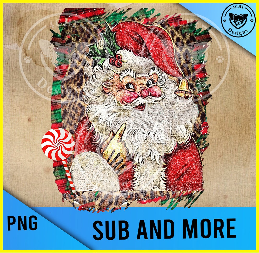 Vintage Santa- Leopard and Plaid -png File for Sublimation - Etsy