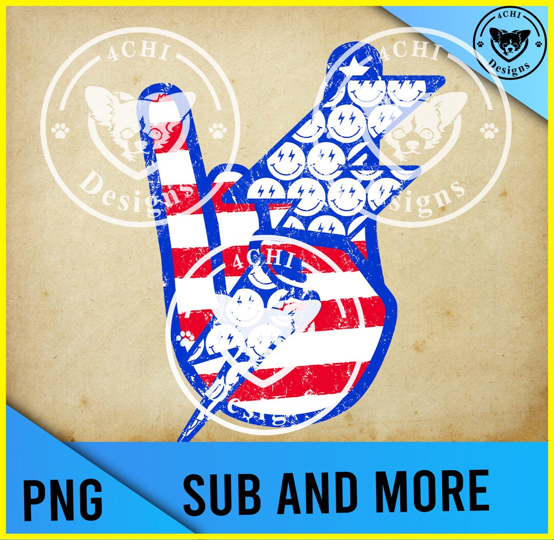 Rock N' Roll Smiley Us Flag-png File for Sublimation - Etsy