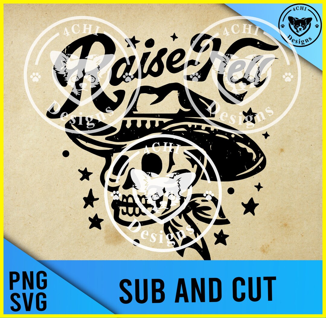 Raise Hell Cowboy Skull -png Svg Digital File for Sublimation - Etsy