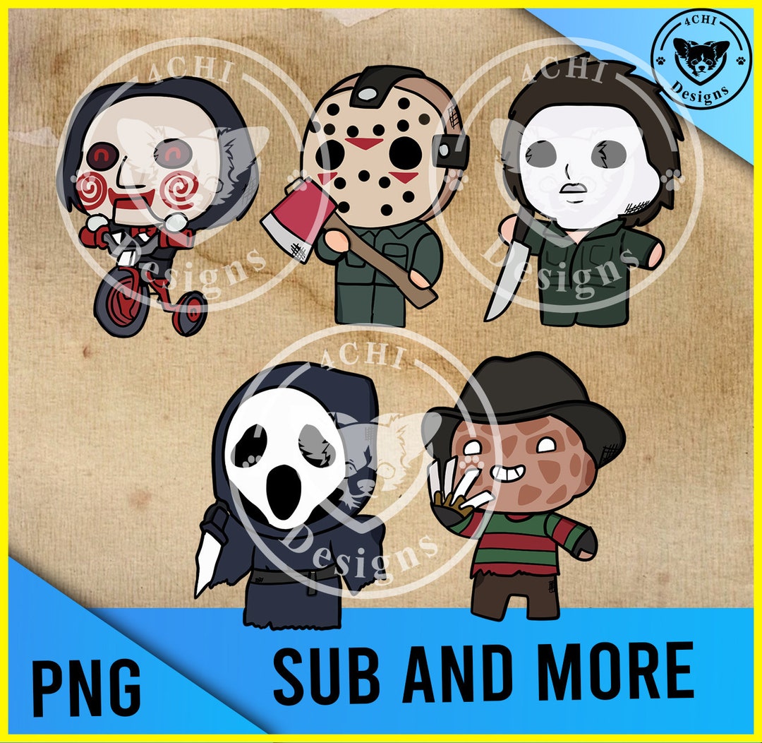 Cute Small Horror Movies Characters - Hand Drawn- Png Digital File for ...