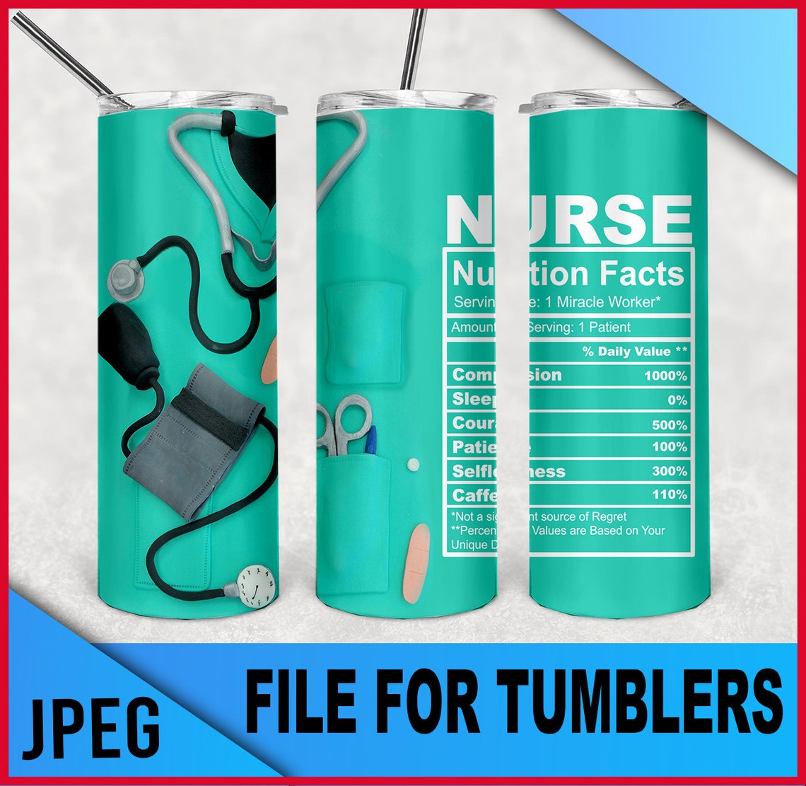 Nurse Nutrition Facts-scrubs Green Version-label- Jpeg File for ...