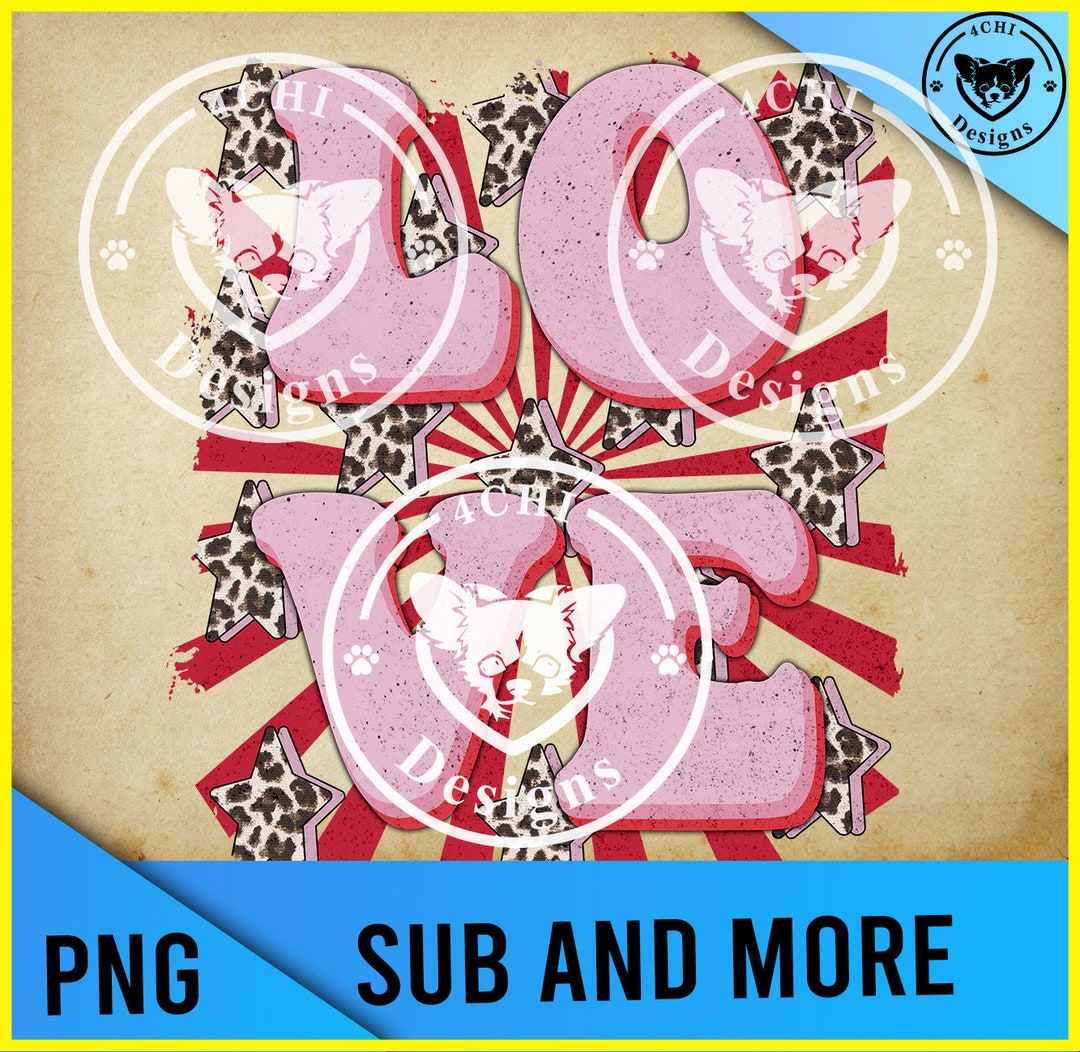 Love -pink Leopard Retro Sun Rays - Png Digital File for Sublimation - Etsy