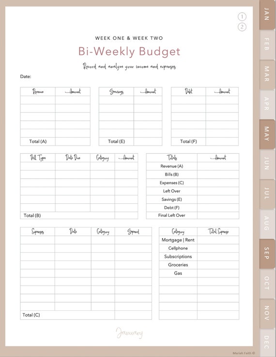 Digital Bi-weekly Budget Tracker Digital Budget Planner - Etsy