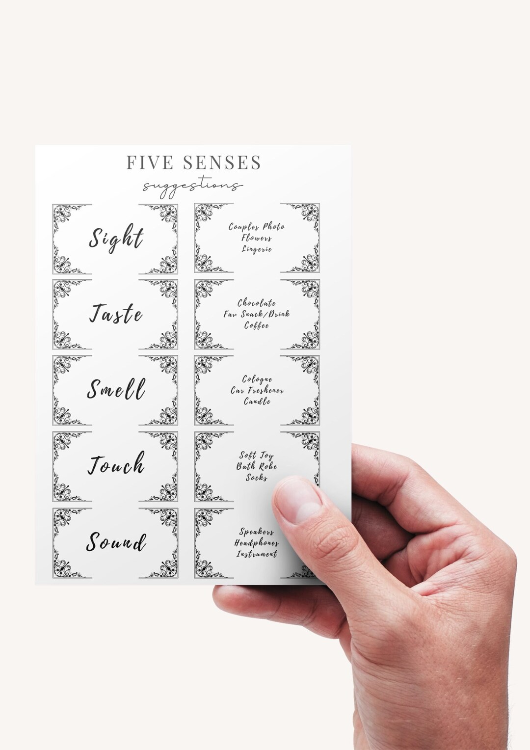 FIVE SENSES Printable Tags and Cards BUNDLE (white) - Etsy