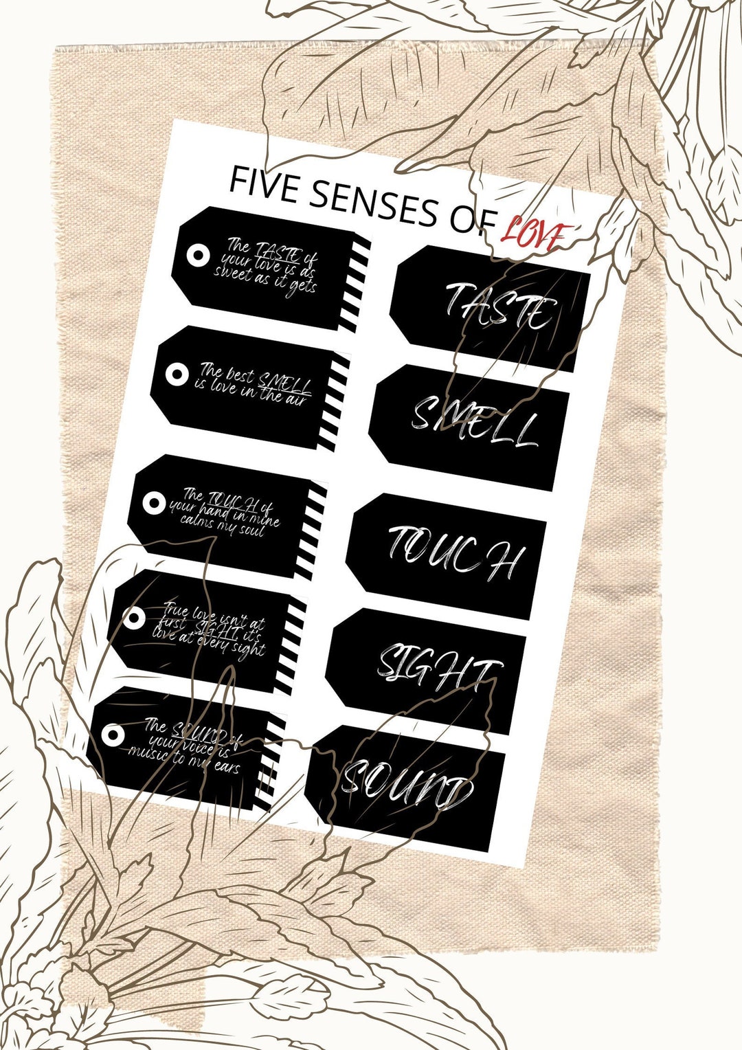 FIVE SENSES Printable Tags and Cards BUNDLE - Etsy