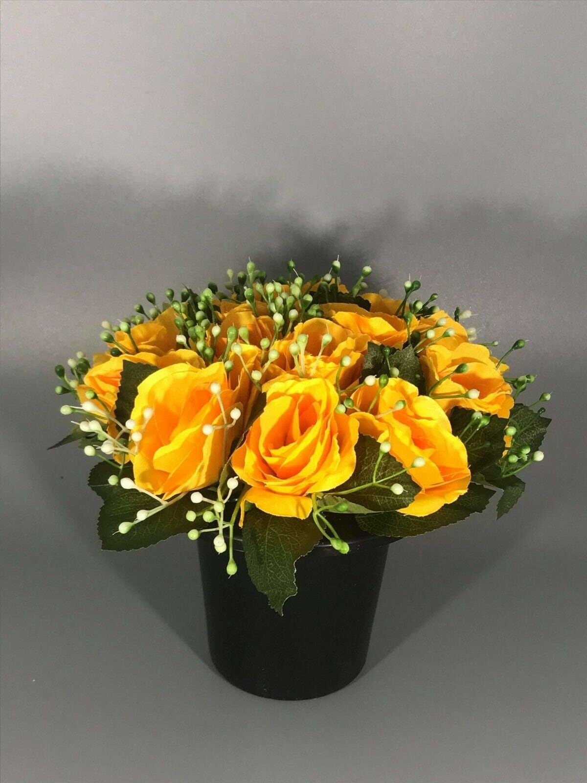 Memorial Grave - Cemetery Pots With Artificial Flowers - Roses With Gyp ...