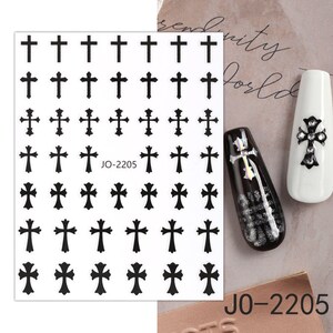 Black Cross Nail Stickers, Peel off Self Adhesive Nail Stickers ...
