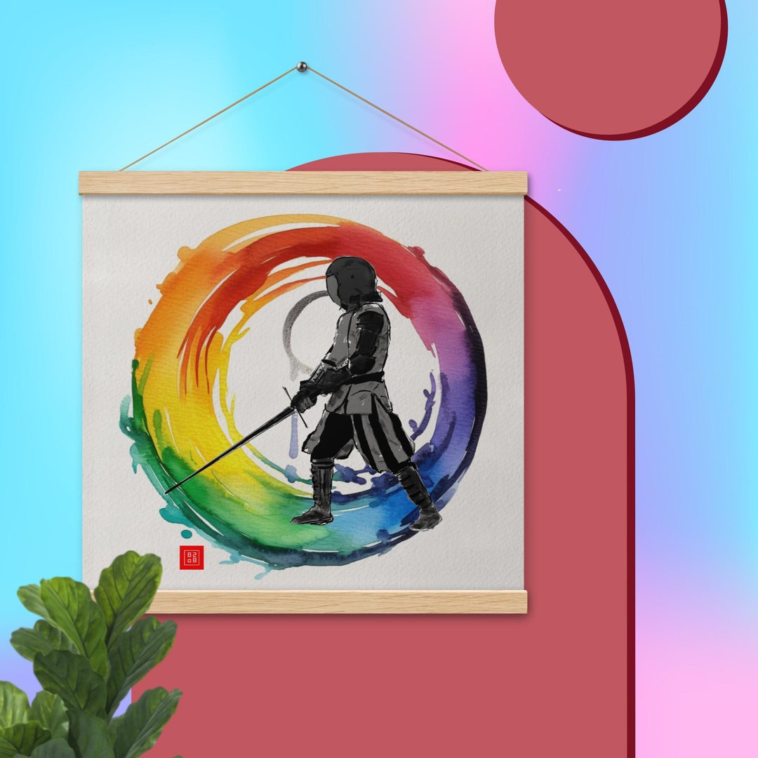 Sumi-e Longsword Fencer in Alber Poster - Unique HEMA Art for Historical Fencers and Japanese ...