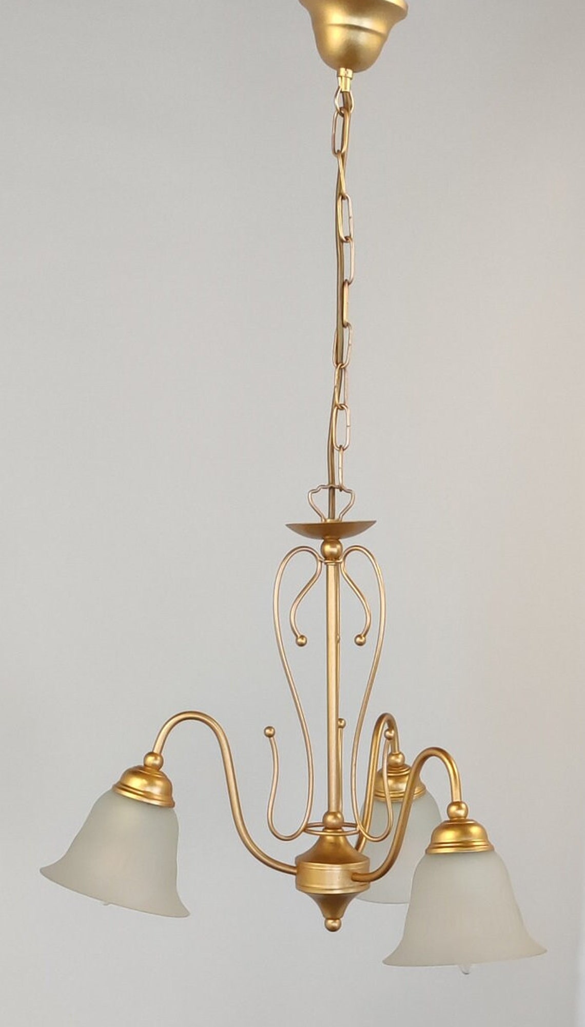 Italian IDL Brand Handmade Gold Painted Chandelier With 3 Lights and 3 ...