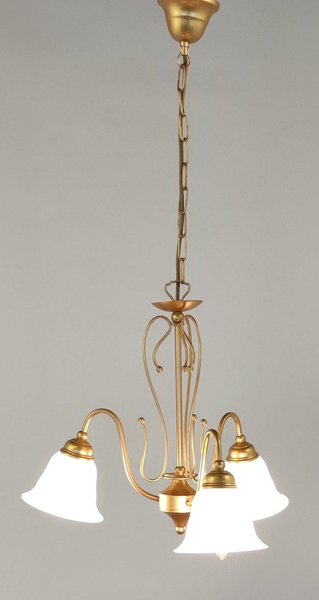 Italian IDL Brand Handmade Gold Painted Chandelier With 3 Lights and 3 ...