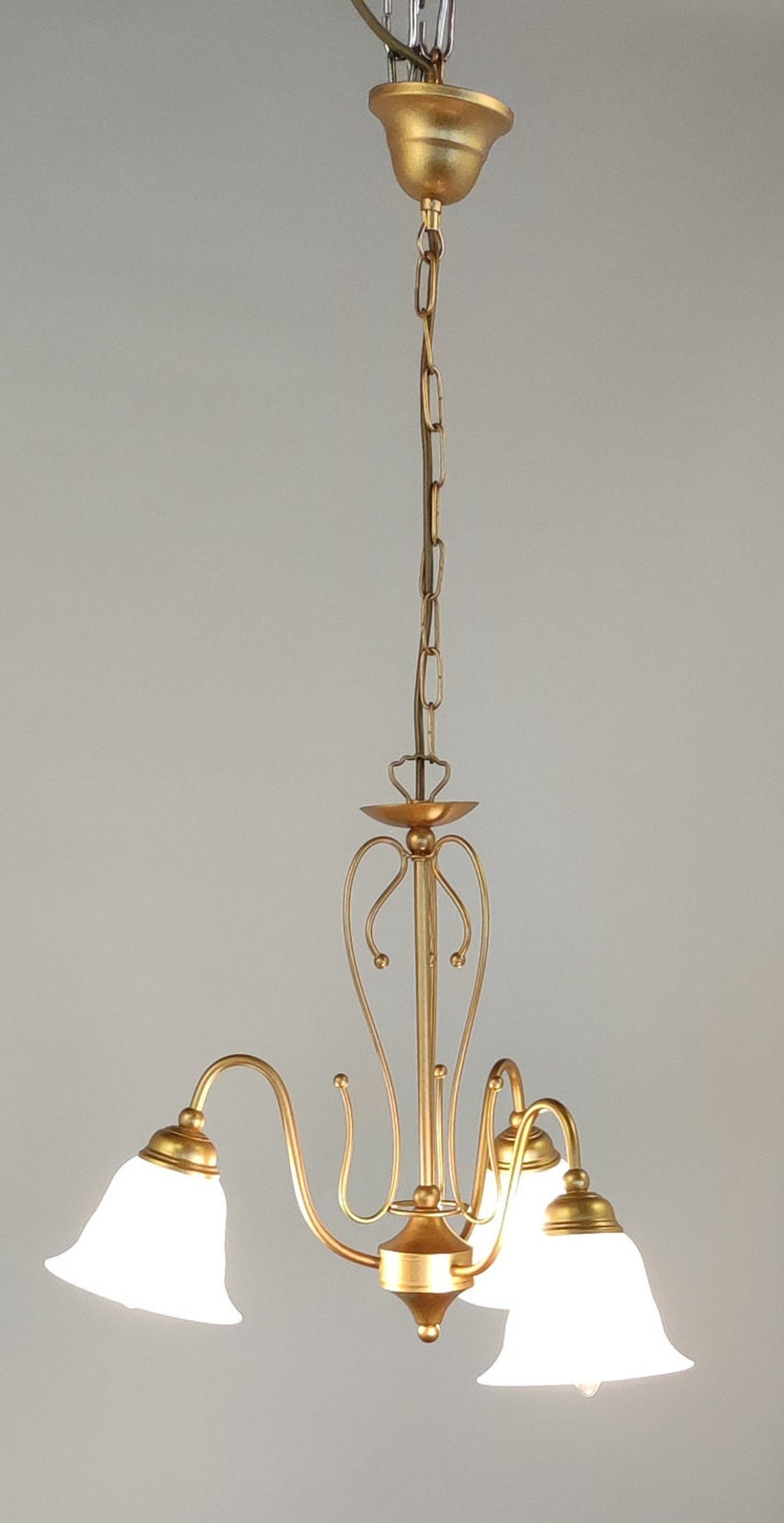 Italian IDL Brand Handmade Gold Painted Chandelier With 3 Lights and 3 ...