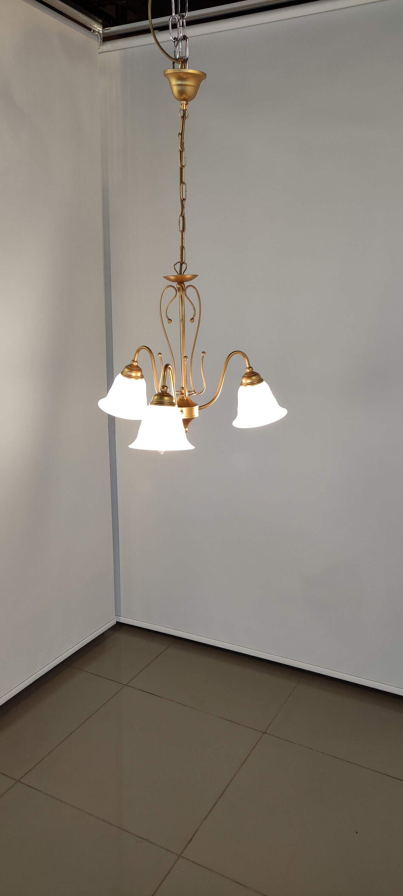 Italian IDL Brand Handmade Gold Painted Chandelier With 3 Lights and 3 ...