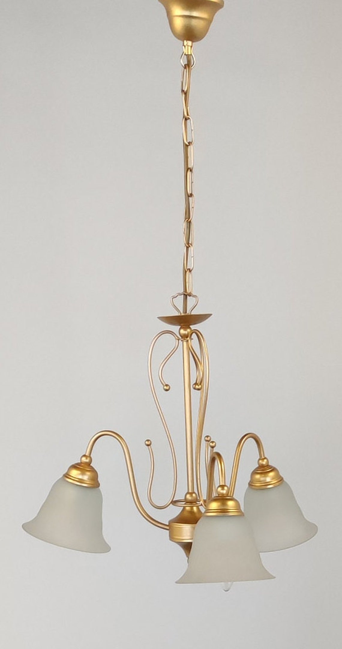 Italian IDL Brand Handmade Gold Painted Chandelier With 3 Lights and 3 ...
