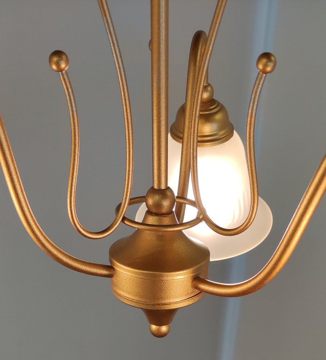 Italian IDL Brand Handmade Gold Painted Chandelier With 3 Lights and 3 ...