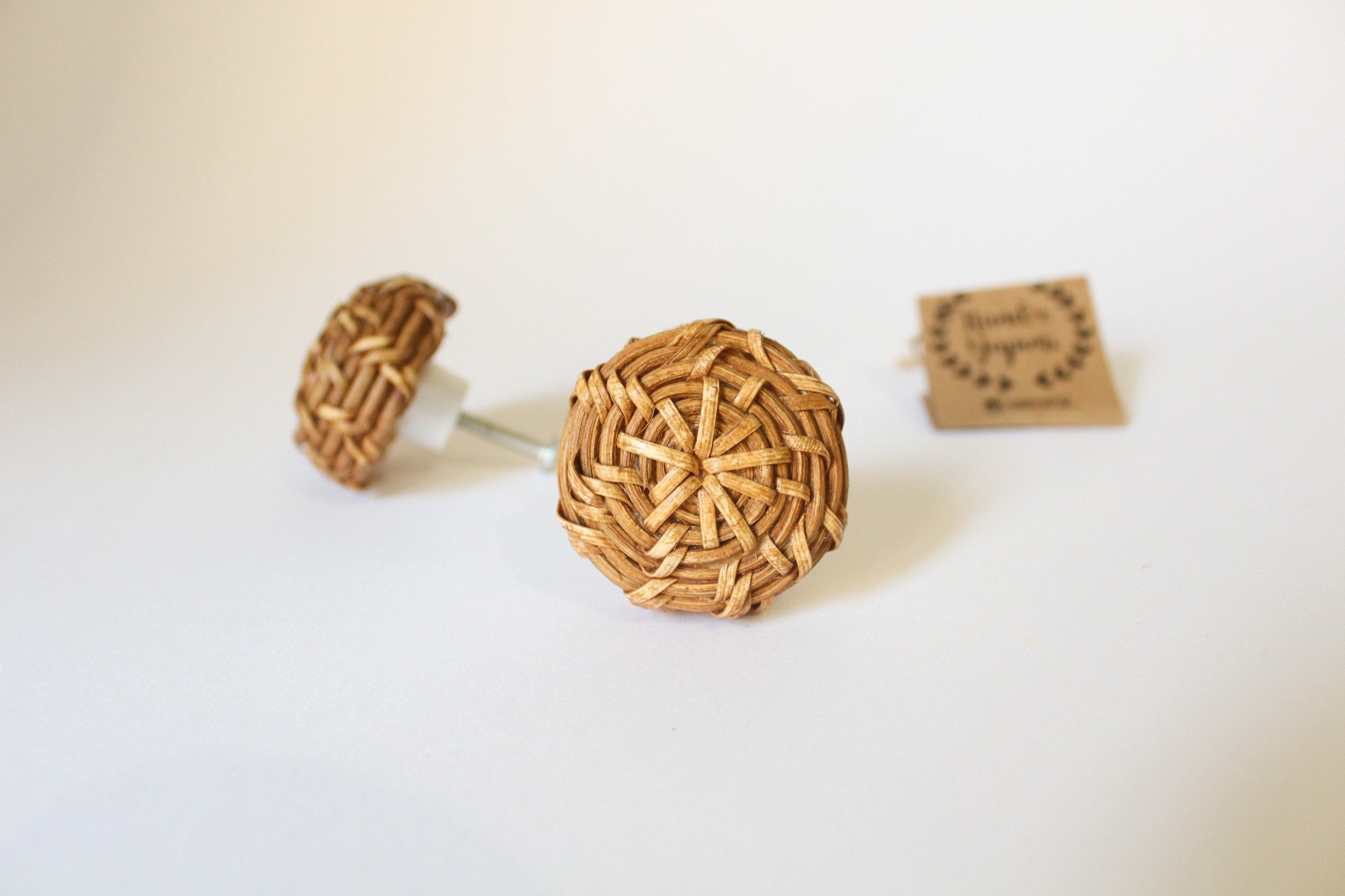 Oak Rattan Rope Handle Wicker Drawer Knobs Boho Cabinet - Etsy